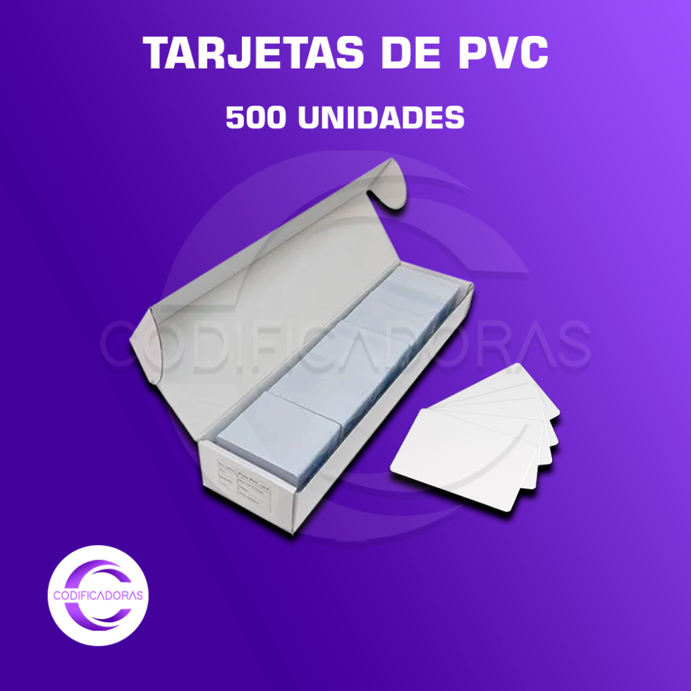 Tarjetas de PVC Calibre 30 blancas – Paquete 500 unid – Codificadoras