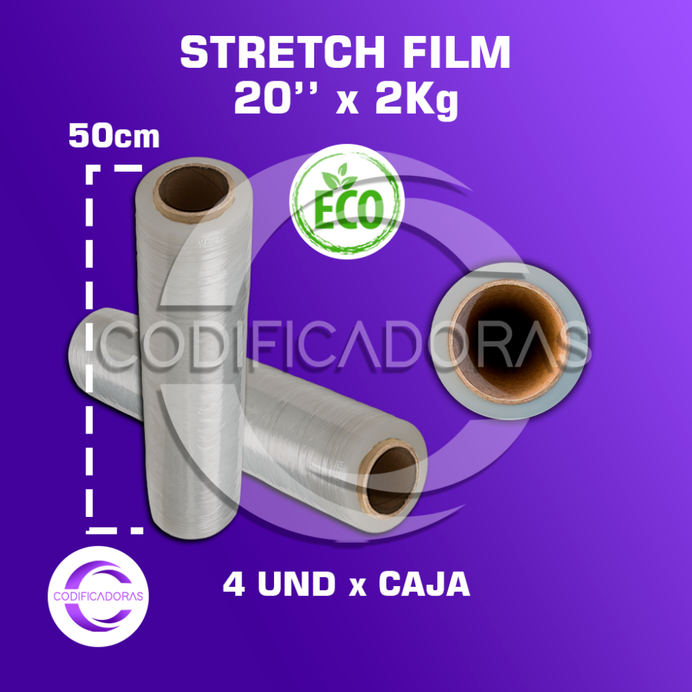 Rollo de Stretch Film ecológico biodegradable de 20” Altura 50 cm – 2kg ...