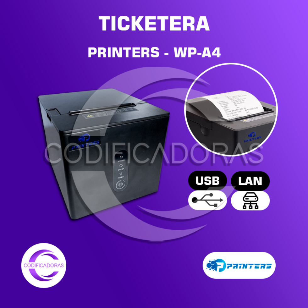 TICKETERA – IMPRESORA TÉRMICA – PRINTERS WP-A4 – Codificadoras